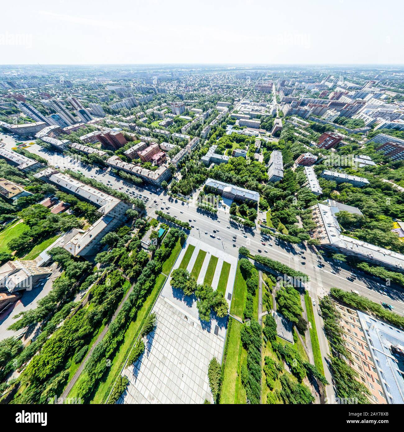 Aerial city view with roads, houses and buildings Stock Photo - Alamy