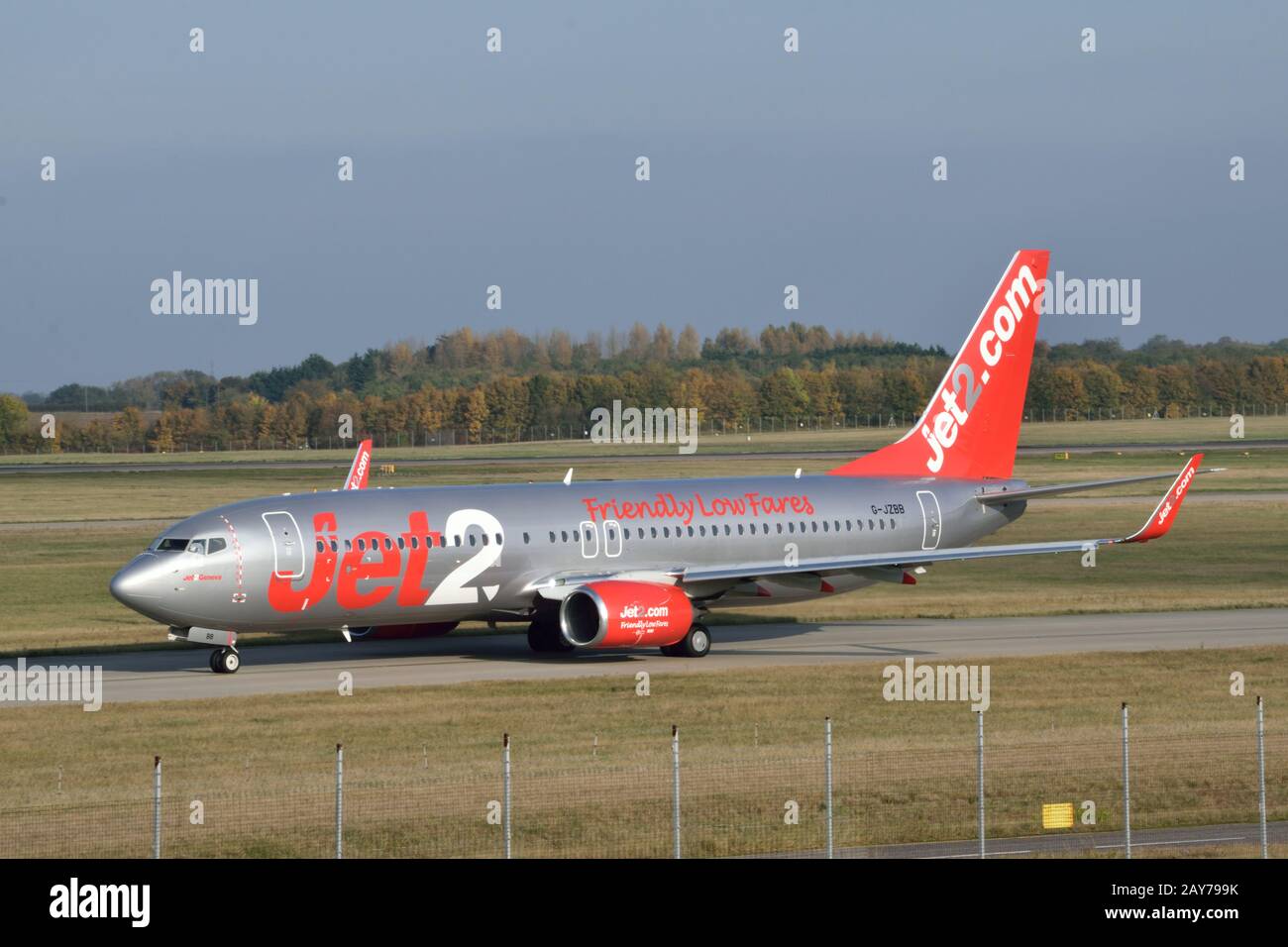 Jet2 B737NG in 'Red Tail' livery taxing at London Stansted Airport ...
