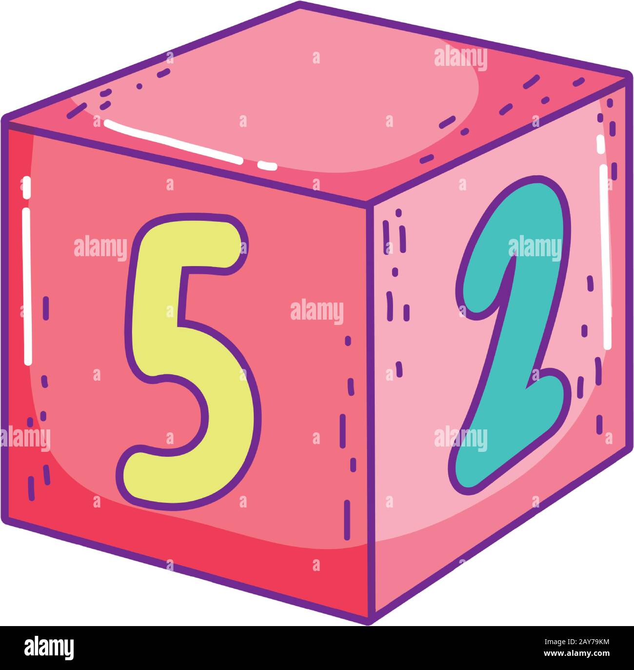 toy cube number block learn icon on white background vector ...