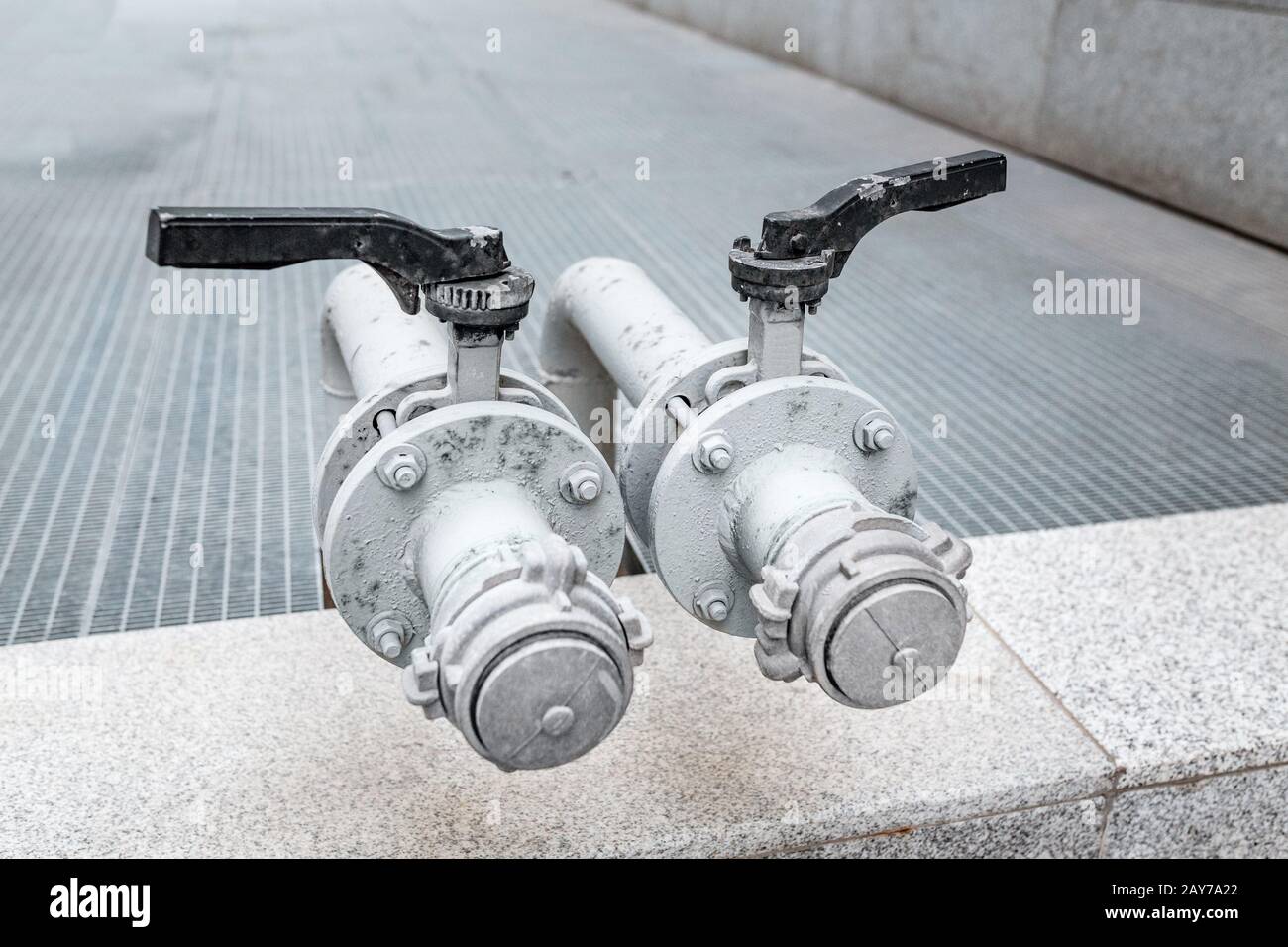 Firefighting or industrial pipe with valve Stock Photo - Alamy