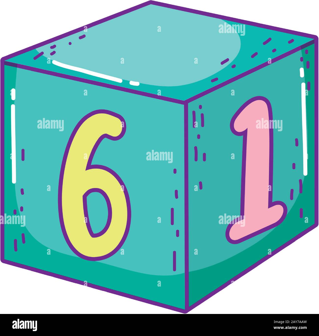 toy cube number block learn icon on white background vector ...