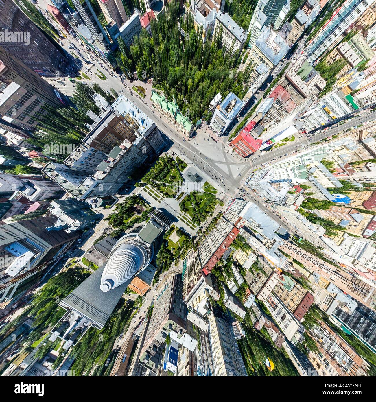 Aerial city view with roads, houses and buildings Stock Photo - Alamy