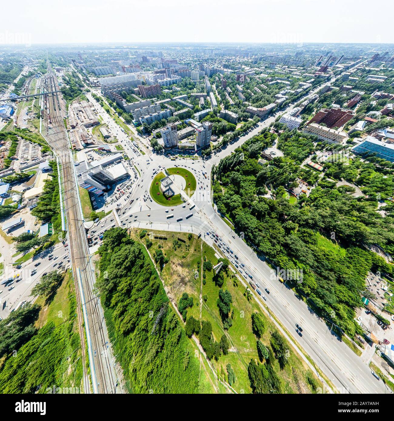 Aerial city view with roads, houses and buildings Stock Photo - Alamy