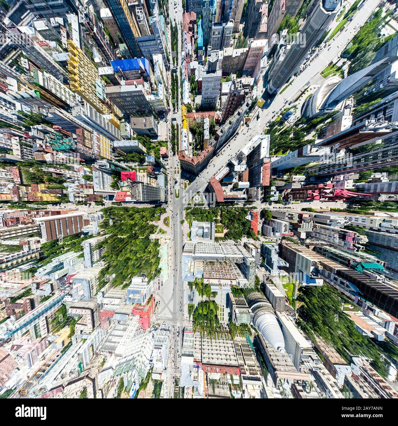 Aerial city view with roads, houses and buildings Stock Photo - Alamy