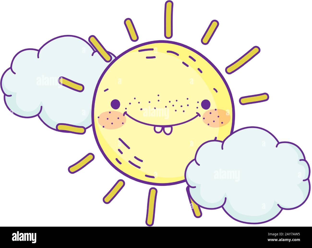 cartoon character sun clouds weather design vector illustration Stock ...
