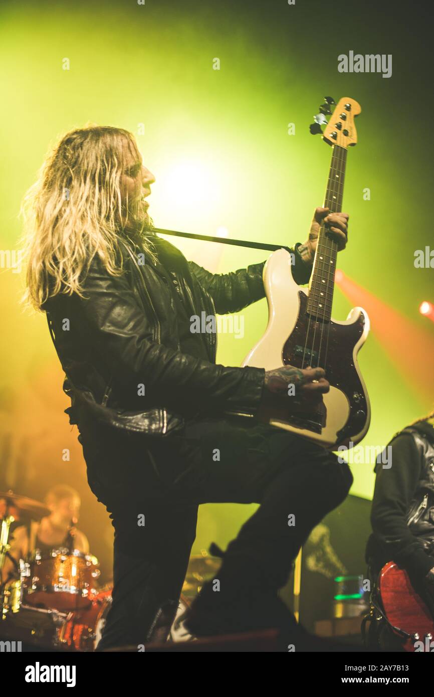 Johan Blomqvist bassist from backyard babies live at o2 ritz manchester ...