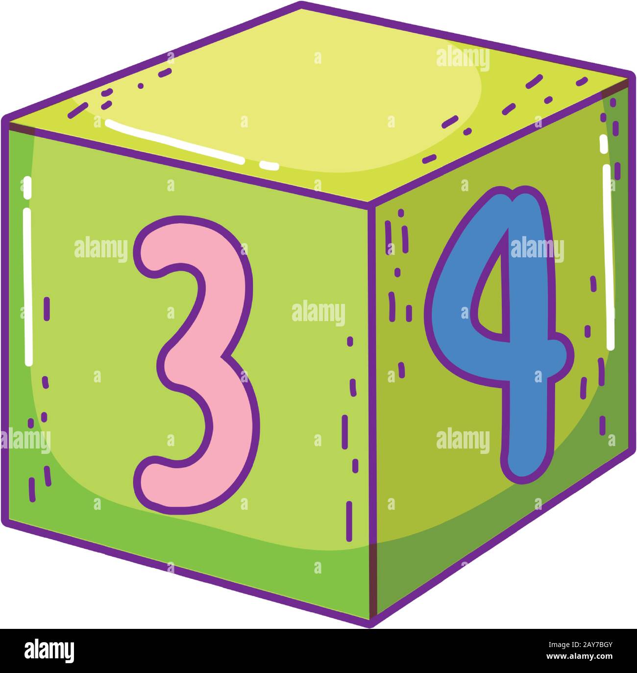 toy cube number block learn icon on white background vector ...