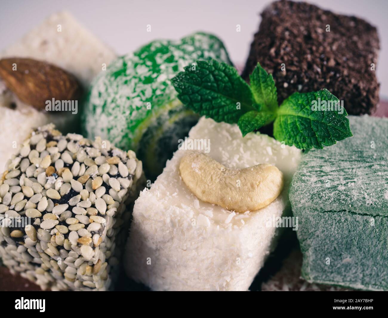 Turkish delight assortment close up Stock Photo - Alamy