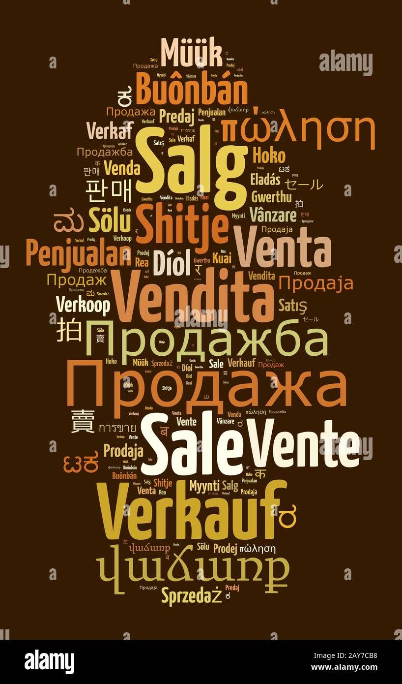 Word Sale in different languages Stock Photo - Alamy