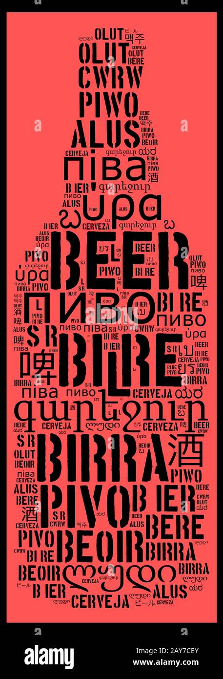 Word Beer in different languages Stock Photo - Alamy