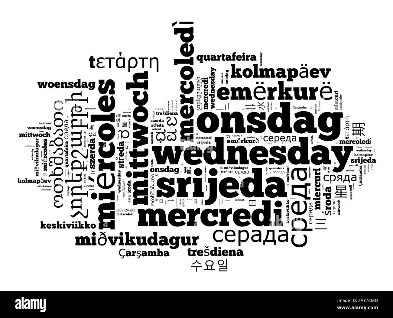 Word Wednesday in different languages Stock Photo - Alamy