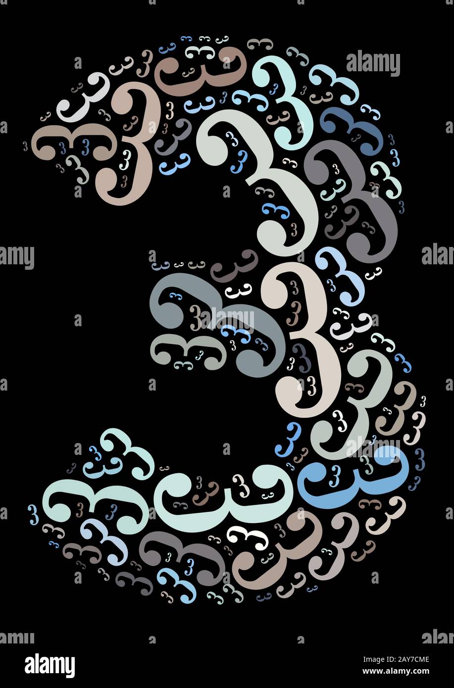 Number three wordcloud concept Stock Photo - Alamy