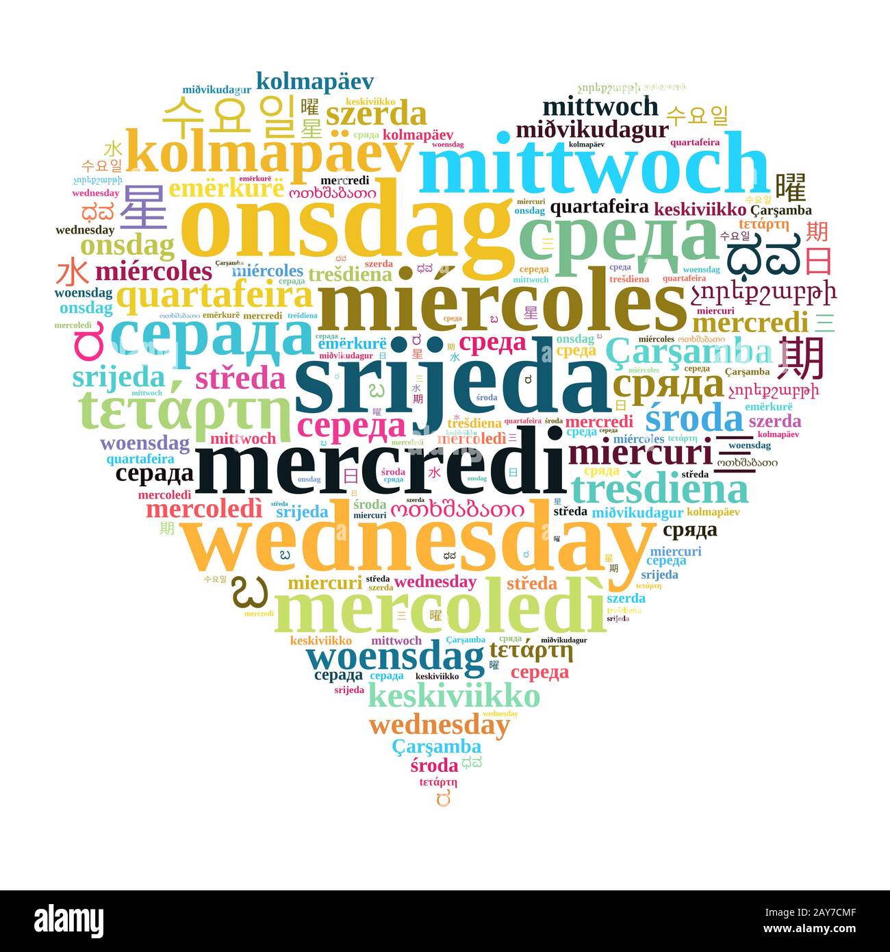 Word Wednesday in different languages Stock Photo - Alamy