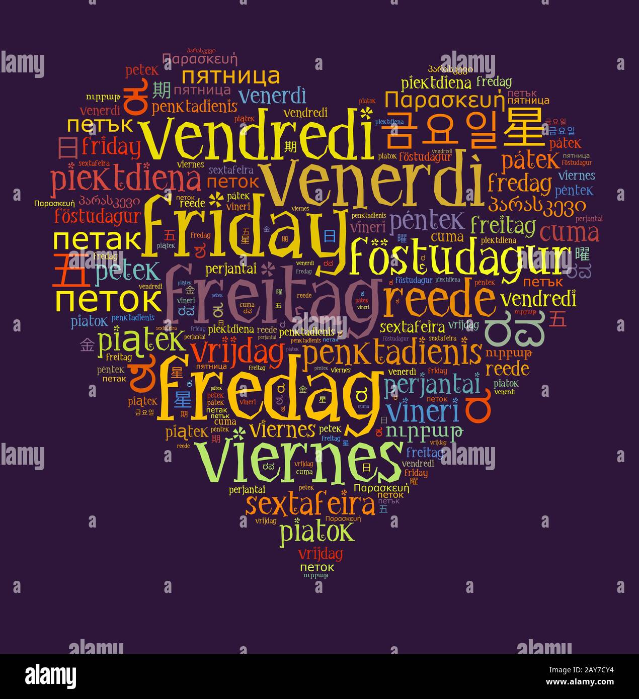 Word Friday in different languages Stock Photo - Alamy