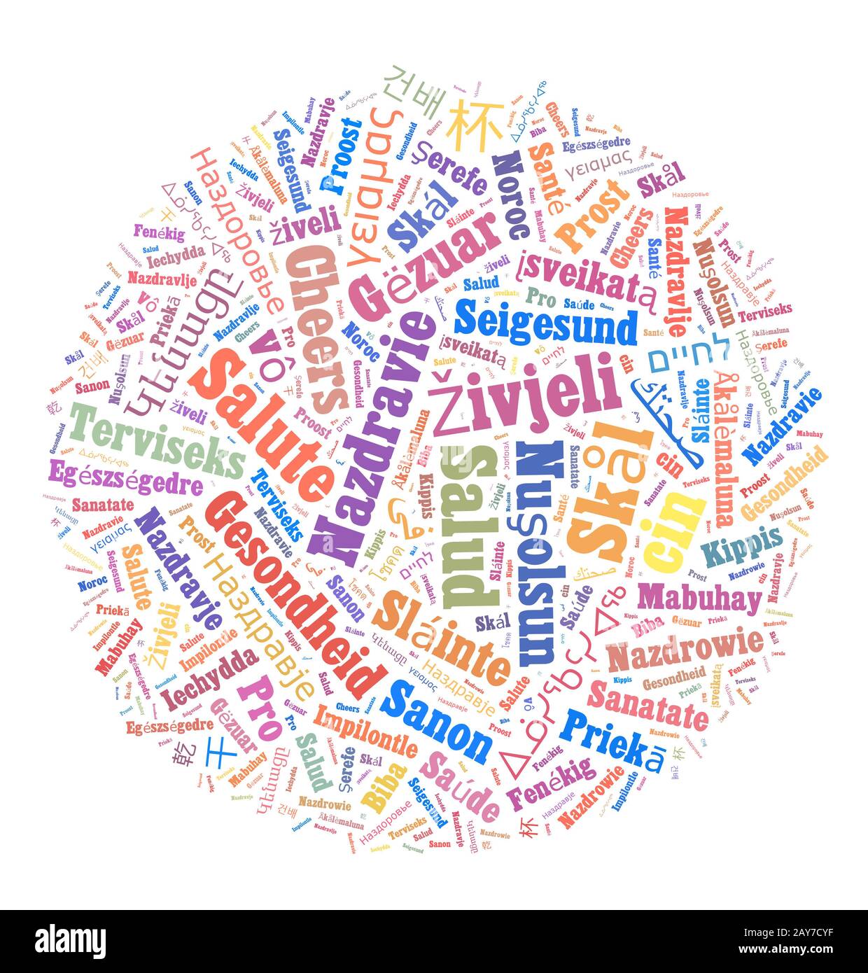 Word Cheers in different languages Stock Photo - Alamy