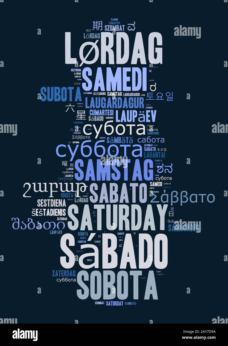 Word Saturday in different languages Stock Photo - Alamy
