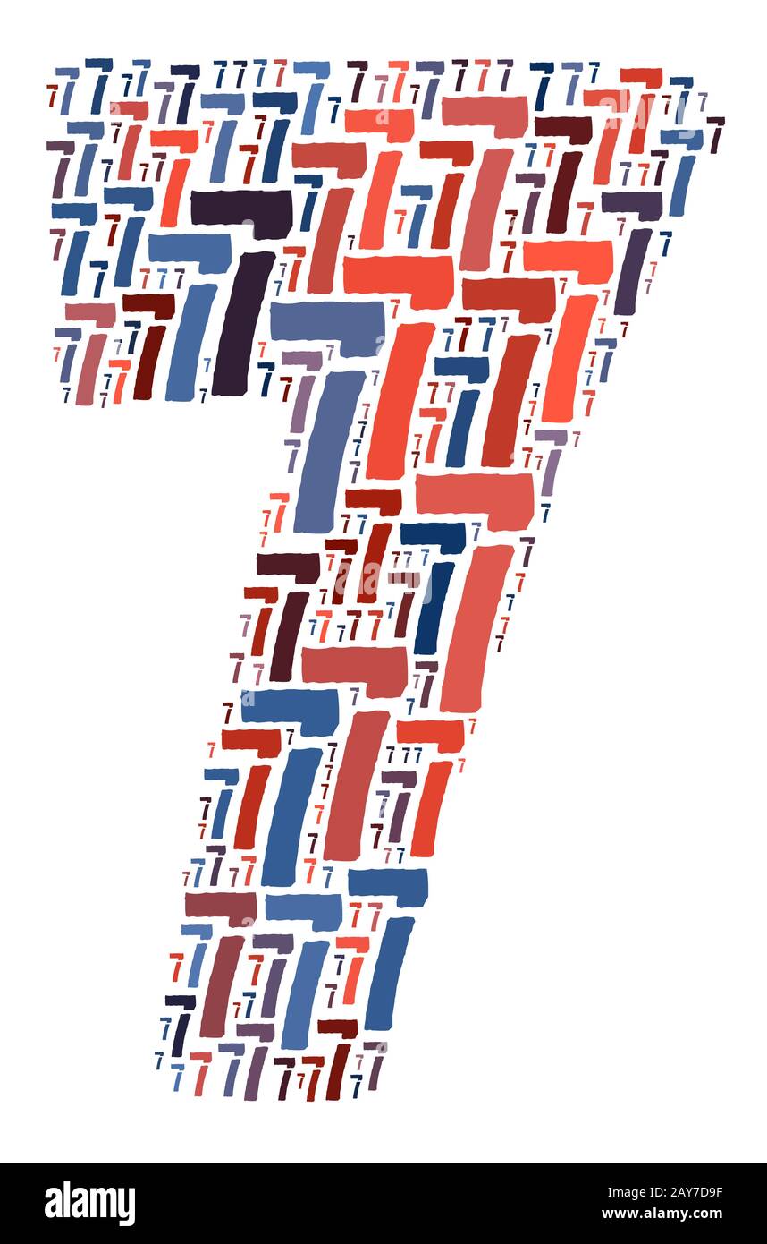 Number seven wordcloud concept Stock Photo - Alamy