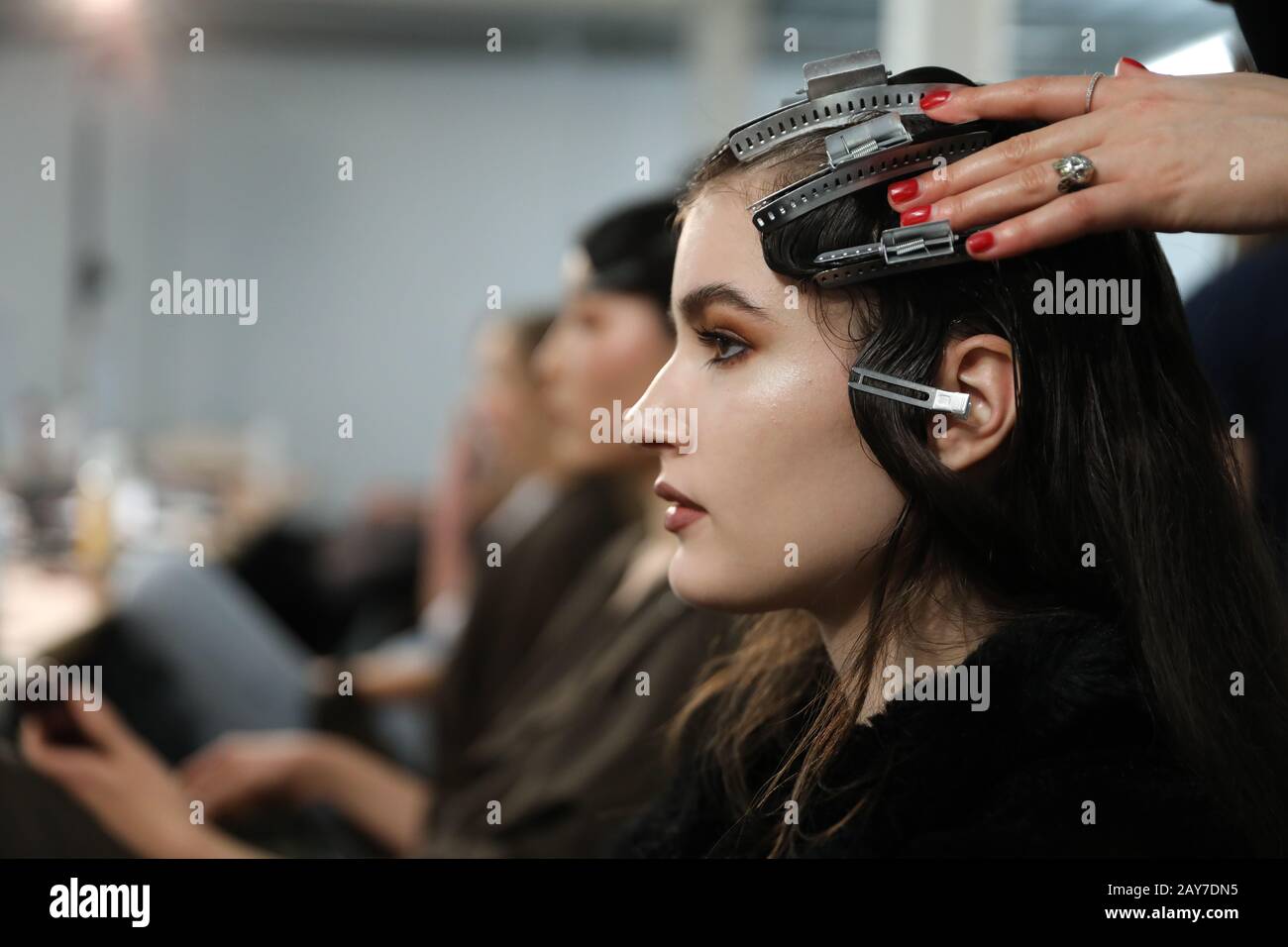 Models being prepared for the University of Westminster BA show at ...