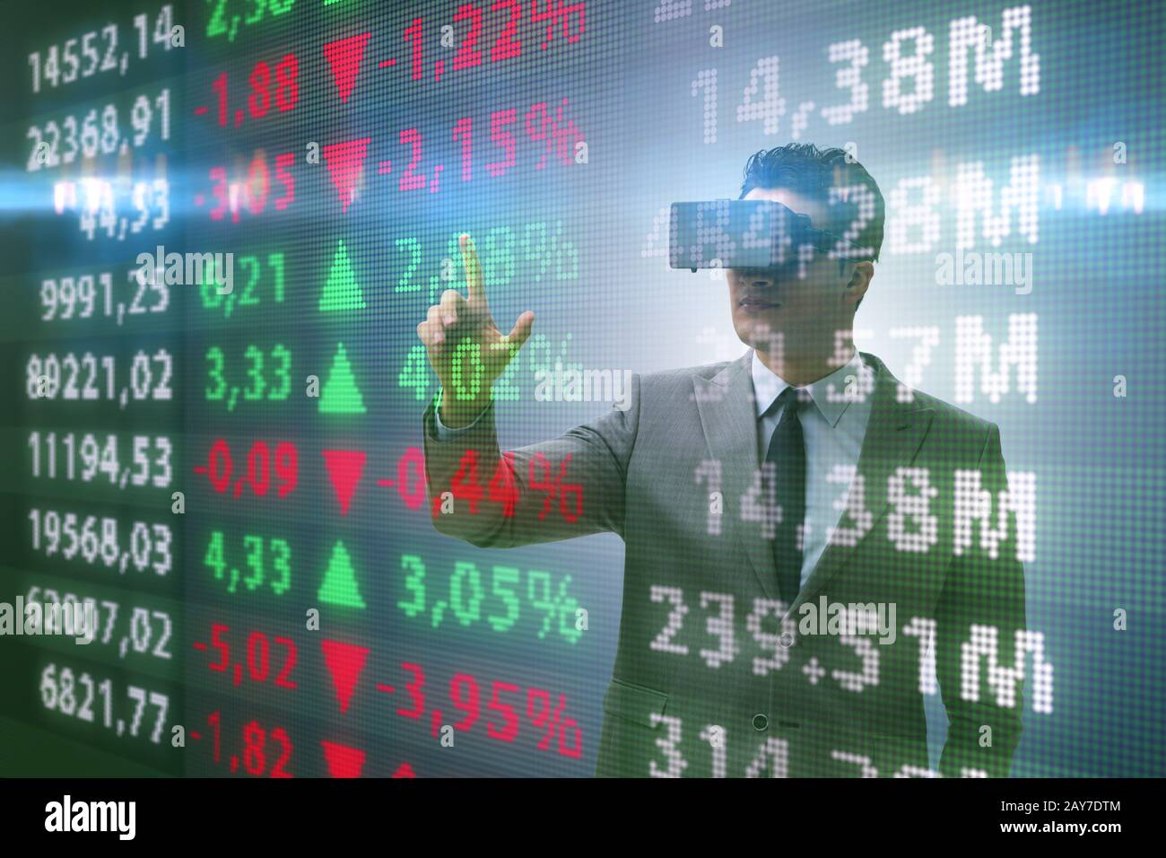 Businessman in virtual reality trading on stock market Stock Photo - Alamy
