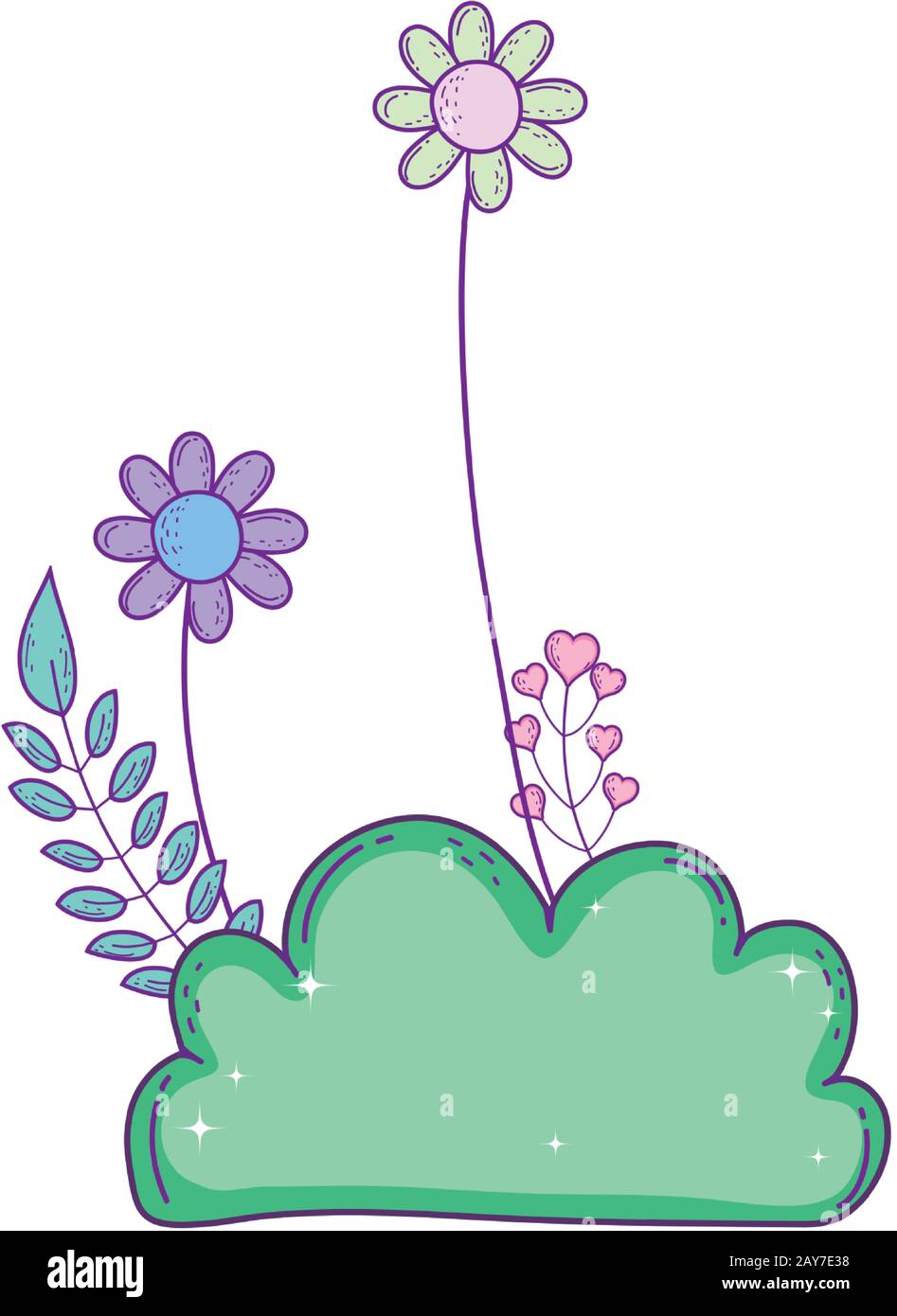 greenery bushes flowers foliage branch vegetation icon vector ...
