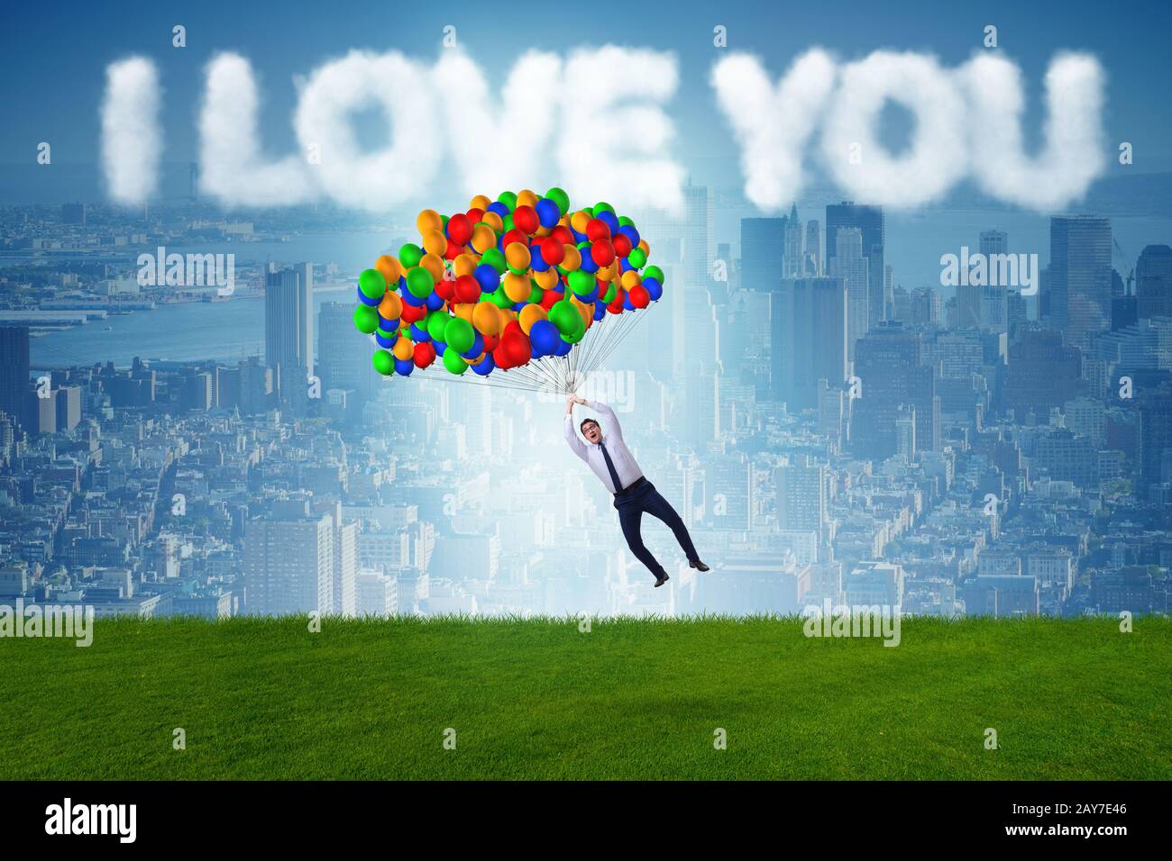Man flying balloons hi-res stock photography and images - Alamy