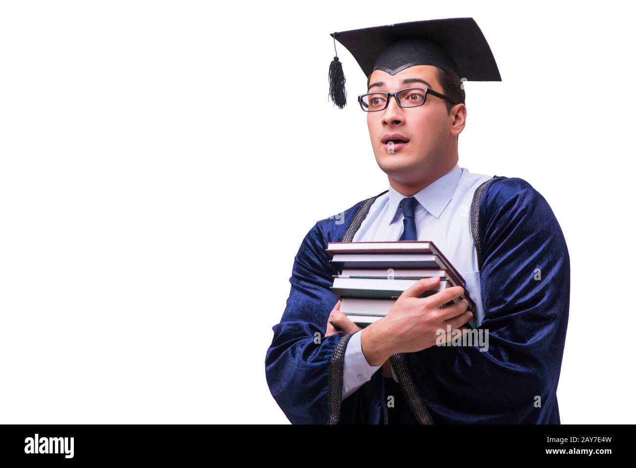 Young man student graduating isolated on white Stock Photo - Alamy
