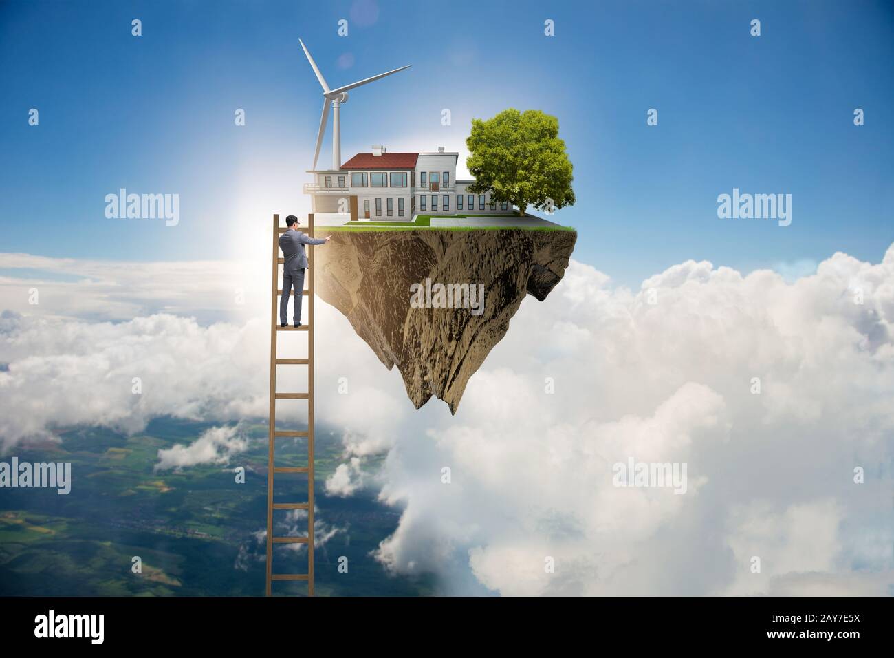 Man escaping to green environment Stock Photo - Alamy