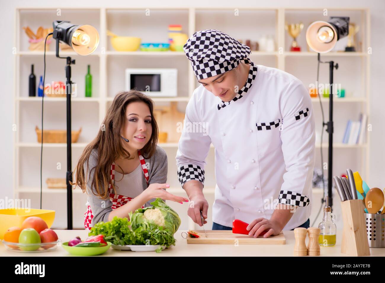 Food cooking tv show in the studio Stock Photo - Alamy