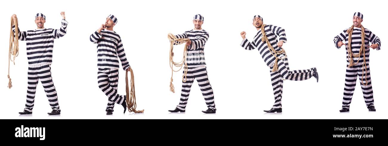 Convict criminal in striped uniform Stock Photo - Alamy