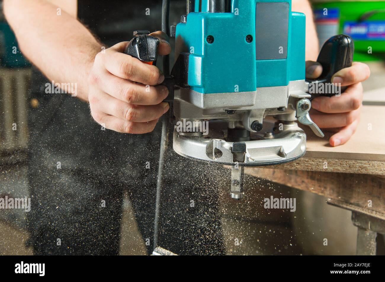 Close up Man doing woodwork in carpentry Stock Photo - Alamy