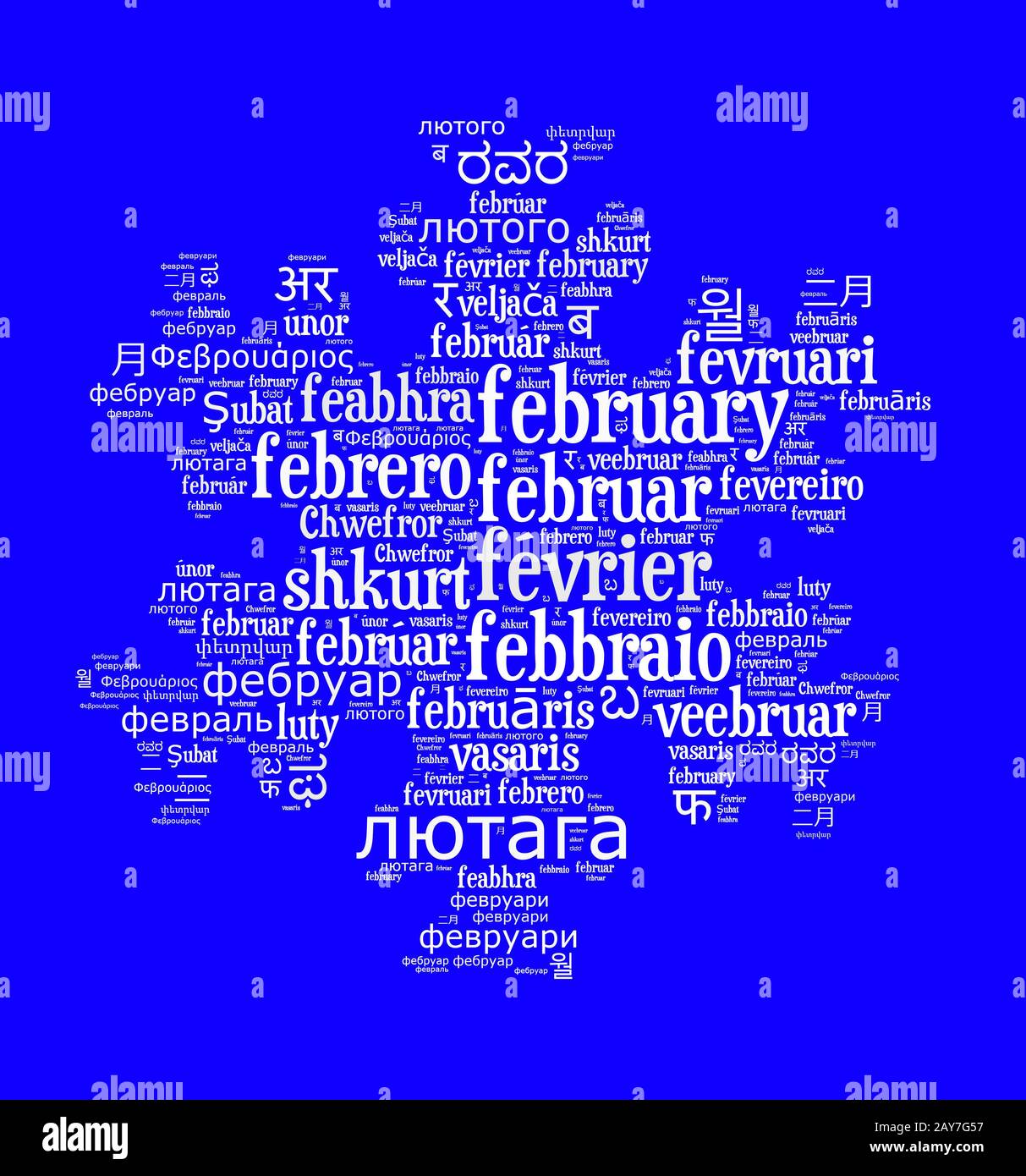 Word February in different languages Stock Photo - Alamy