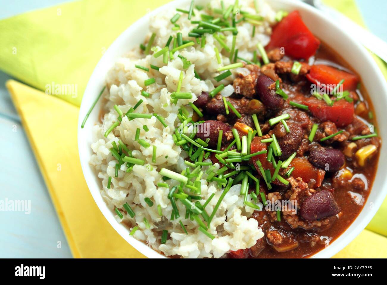 Chili with minced meat. Chili con carne. Mexican cuisine. A quick and ...