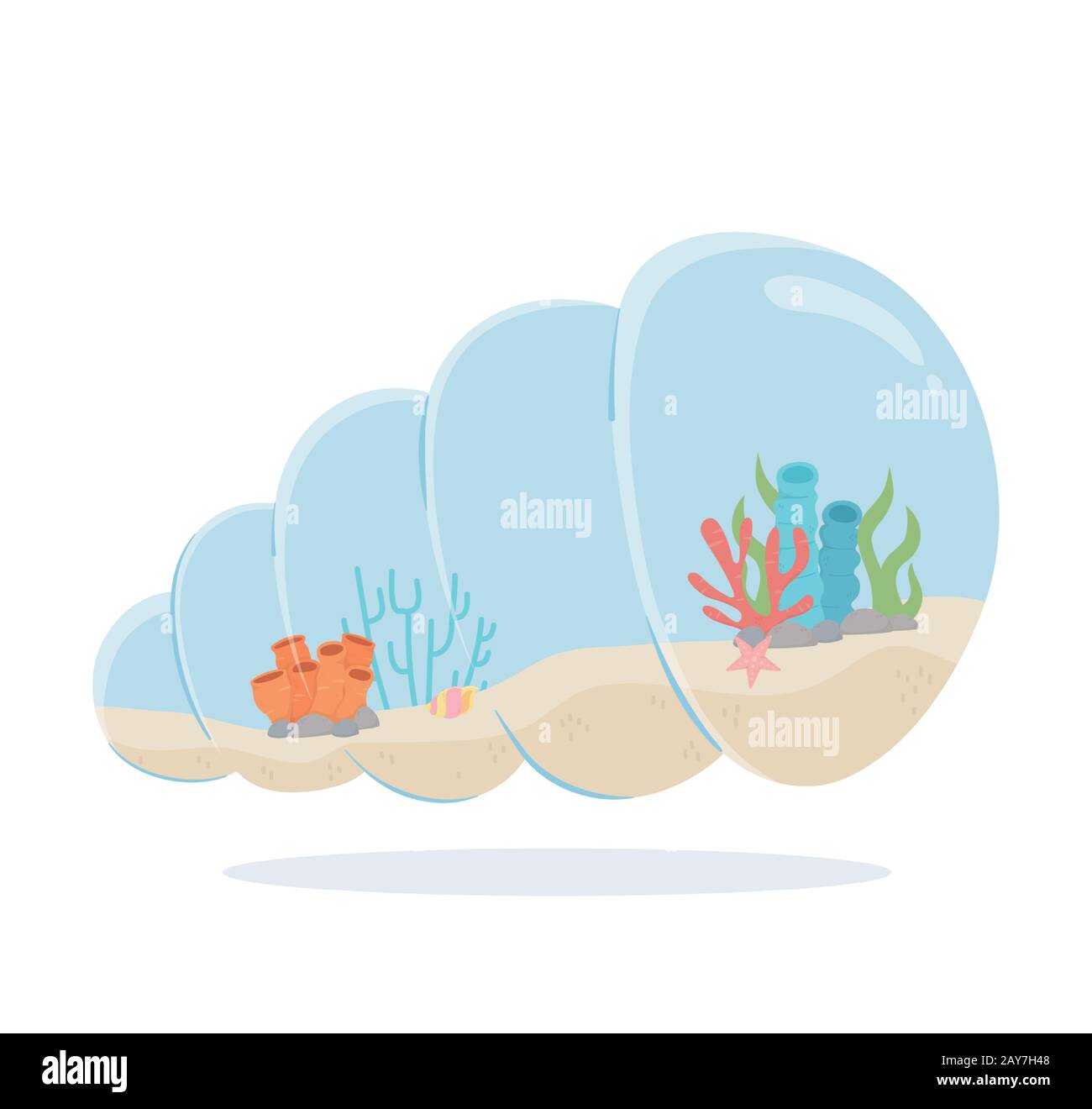 starfish reef coral sand snail shell shaped aquarium under sea cartoon ...