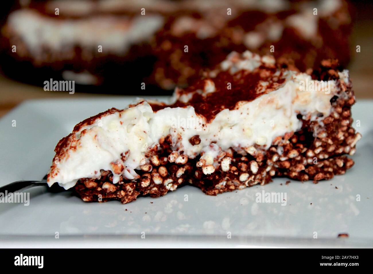 Coconut cake. cake without baking. Cake made of expanded rice with ...