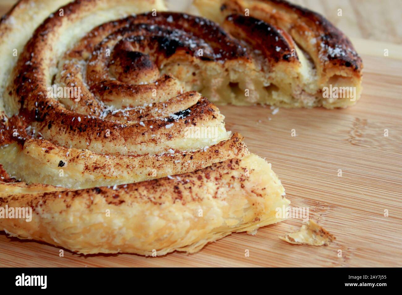 Cinnamon Danish roll. puff pastry with cinnamon. Delicious homemade ...