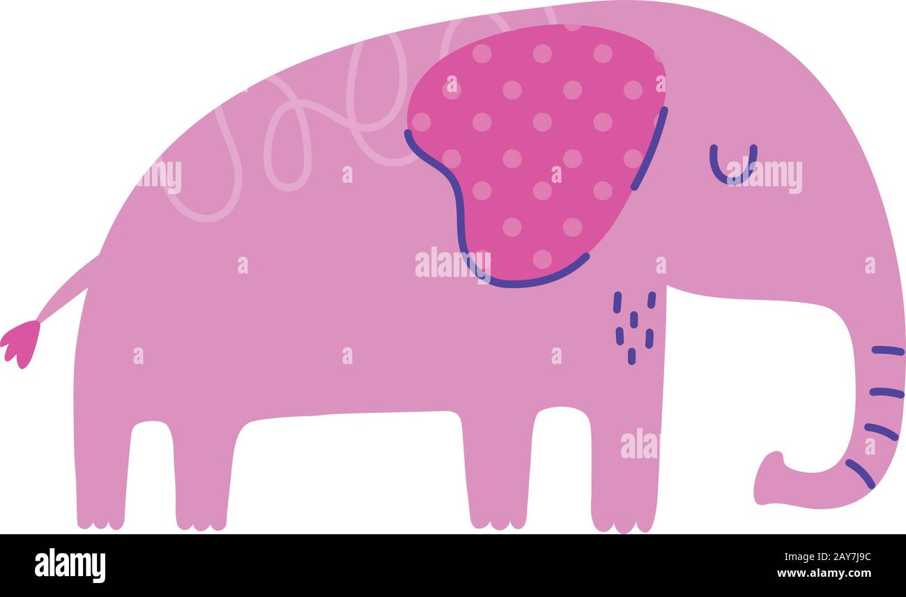 elephant pachyderm animal cartoon doodle color vector illustration ...
