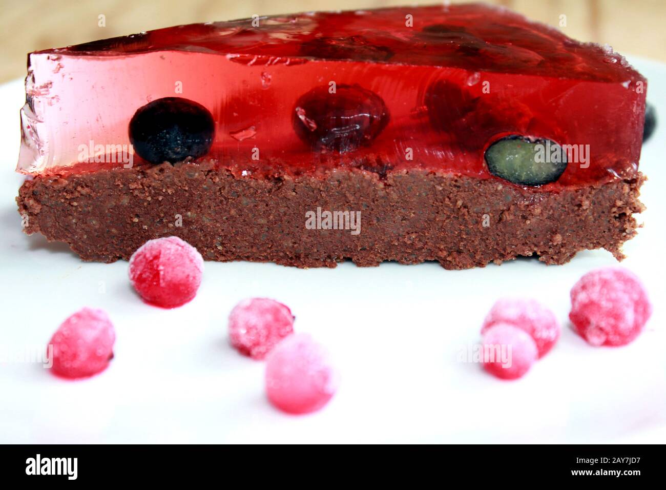 Homemade millet cake. Jelly cake. Chocolate millet with blueberries ...
