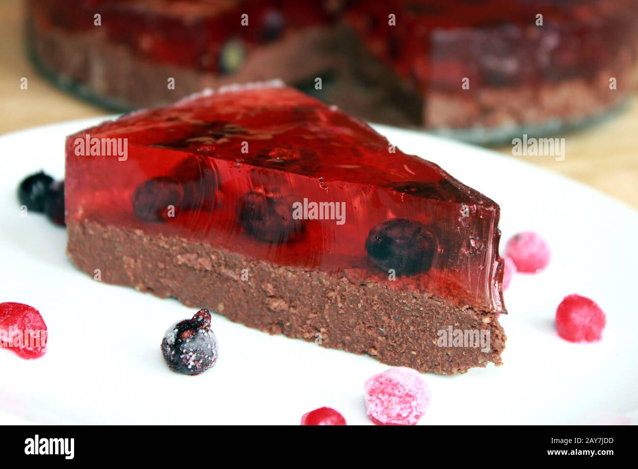 Homemade millet cake. Jelly cake. Chocolate millet with blueberries ...