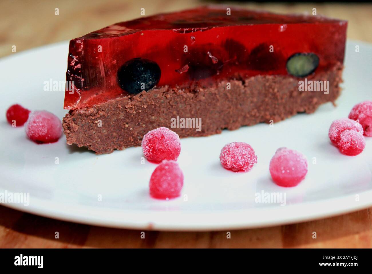 Homemade millet cake. Jelly cake. Chocolate millet with blueberries ...