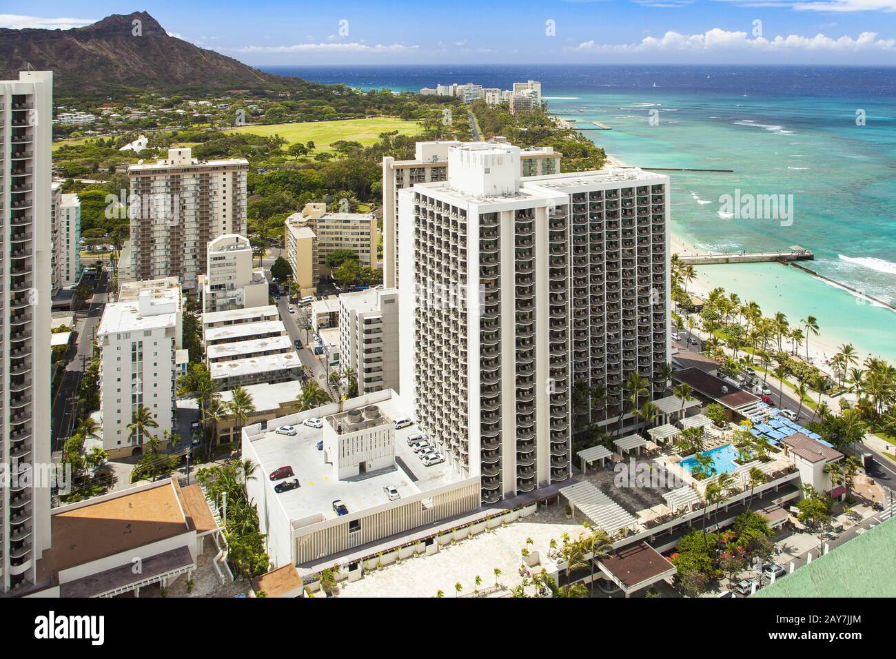 hawaii oahu honululu waikiki beach, diamond head, ocean view Stock ...