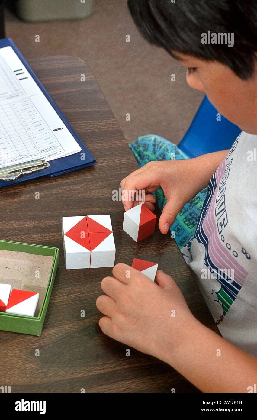 Austin Texas USA,1992: Second-grade boy taking WISC psychological test ...