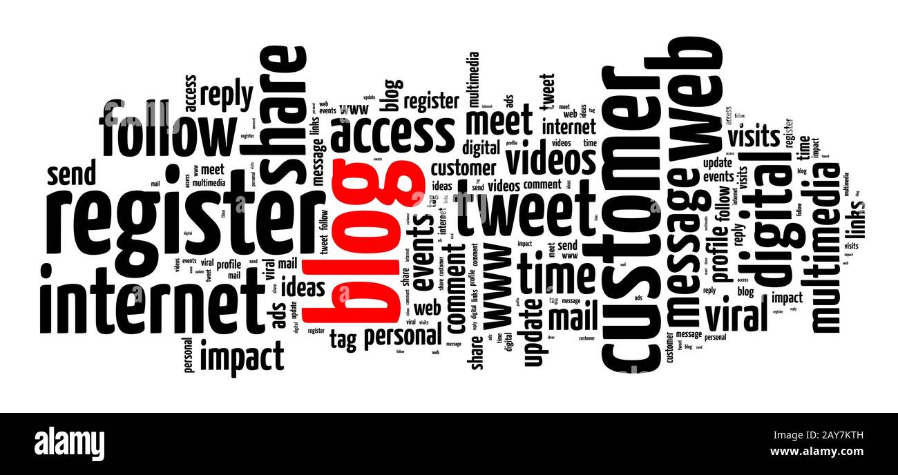 Blog word cloud concept Stock Photo - Alamy
