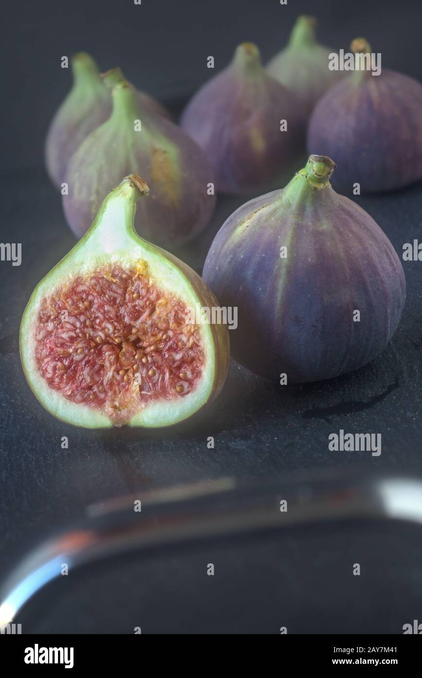 Figs on slate slab Stock Photo - Alamy