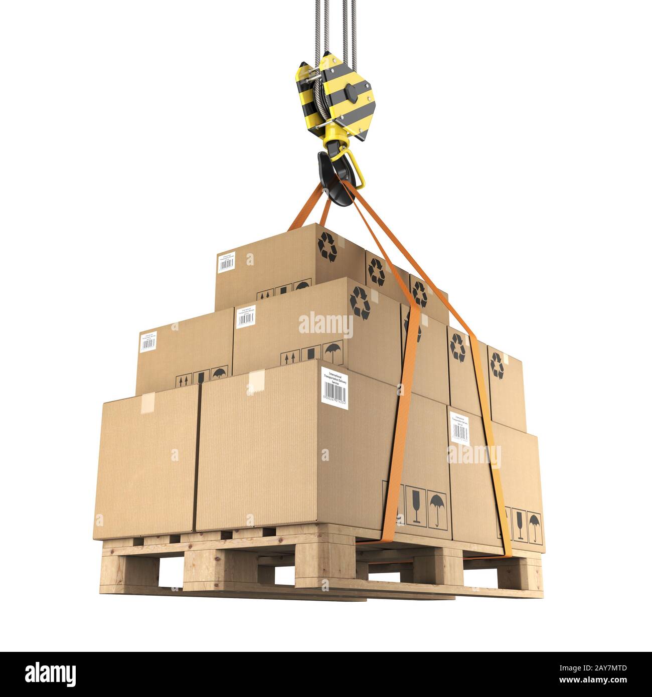 Construction crane lifting pallet building hi-res stock photography and ...