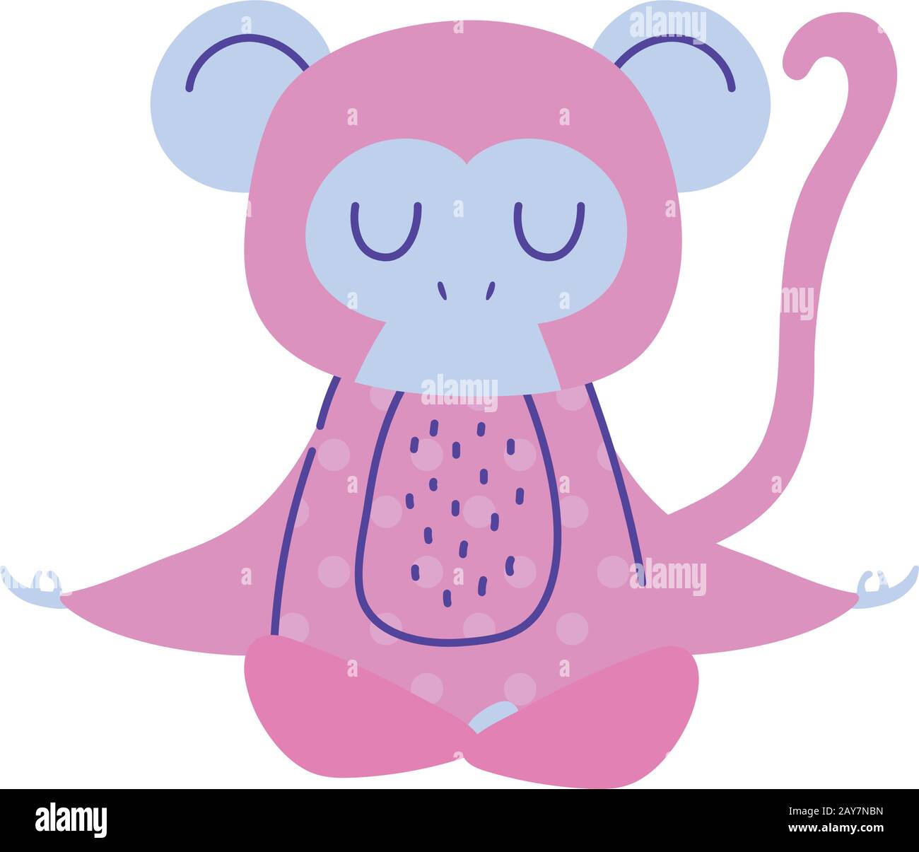 monkey meditating animal cartoon doodle color vector illustration Stock ...