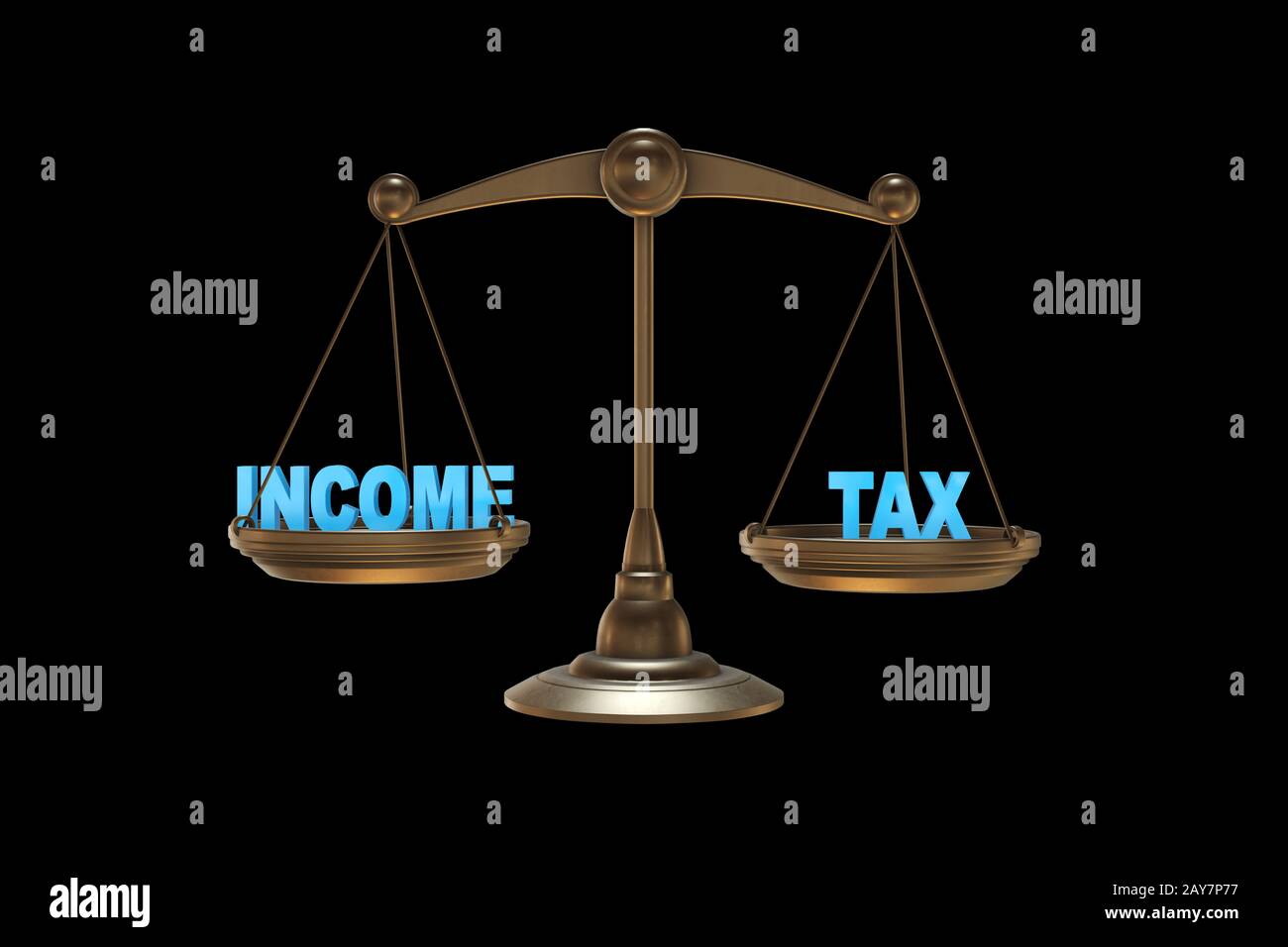Scales in income and tax concept- 3d rendering Stock Photo - Alamy