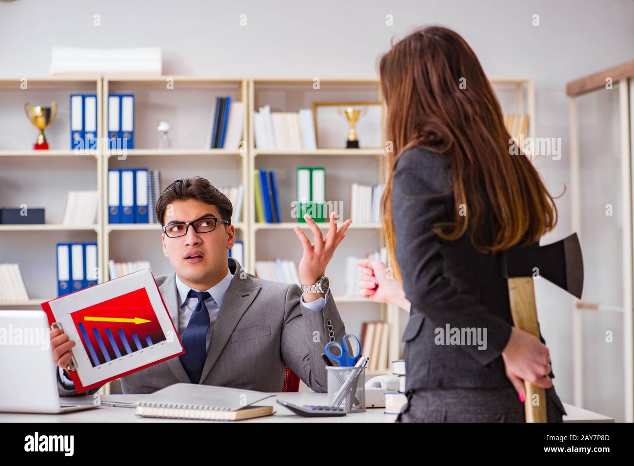 Office conflict between man and woman Stock Photo - Alamy