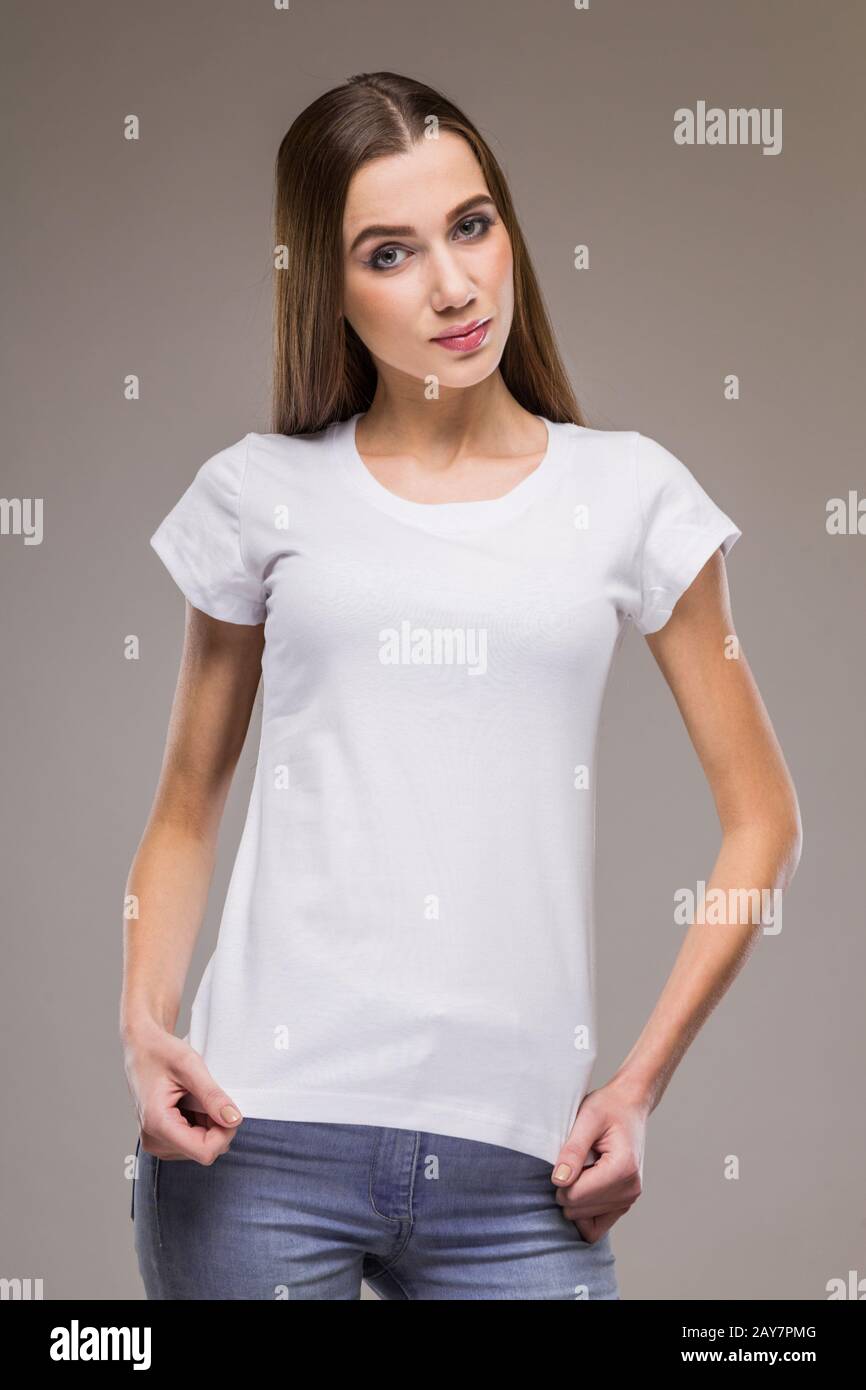 girl in a T-shirt Stock Photo - Alamy