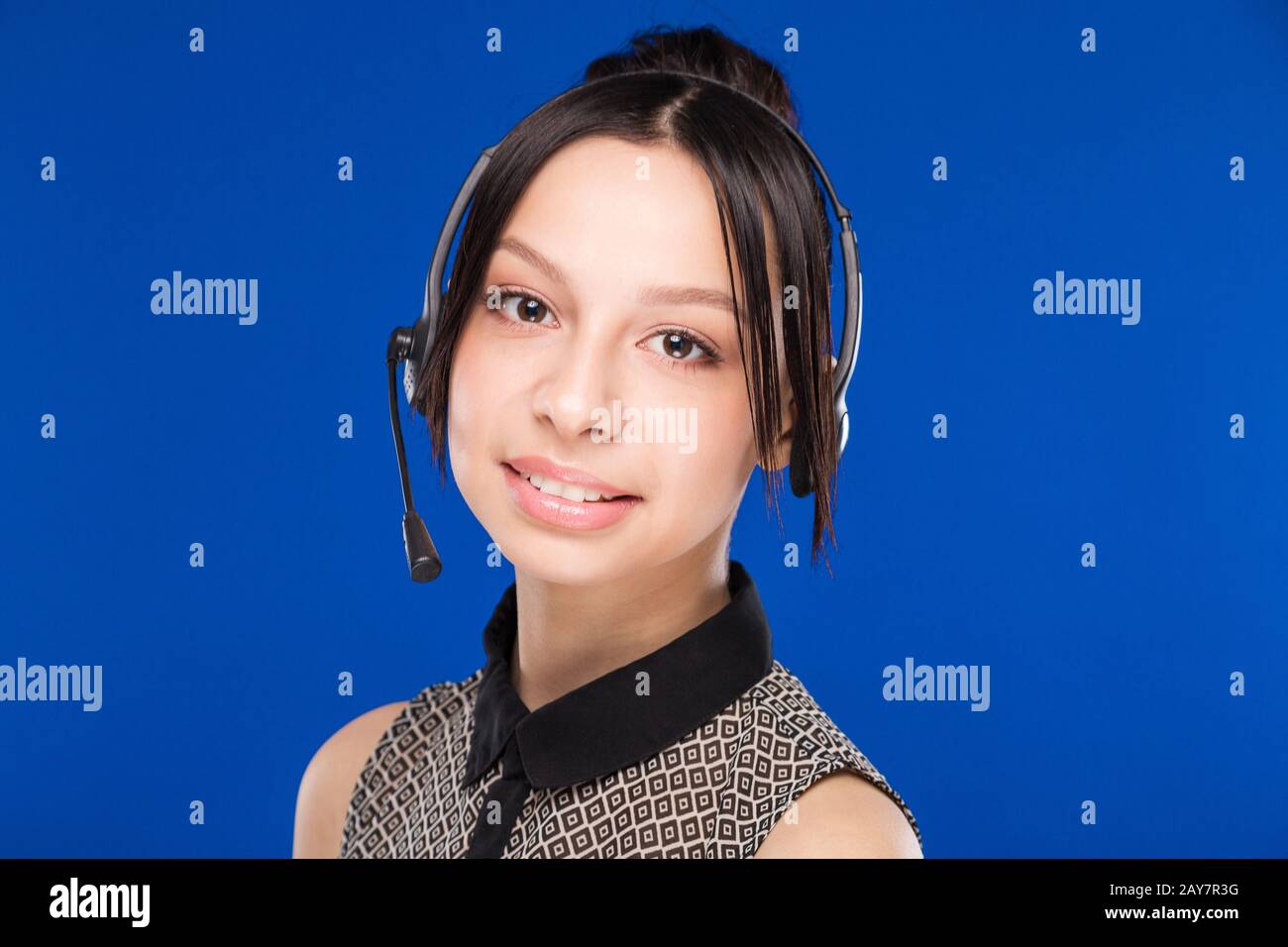 girl with headset Stock Photo - Alamy