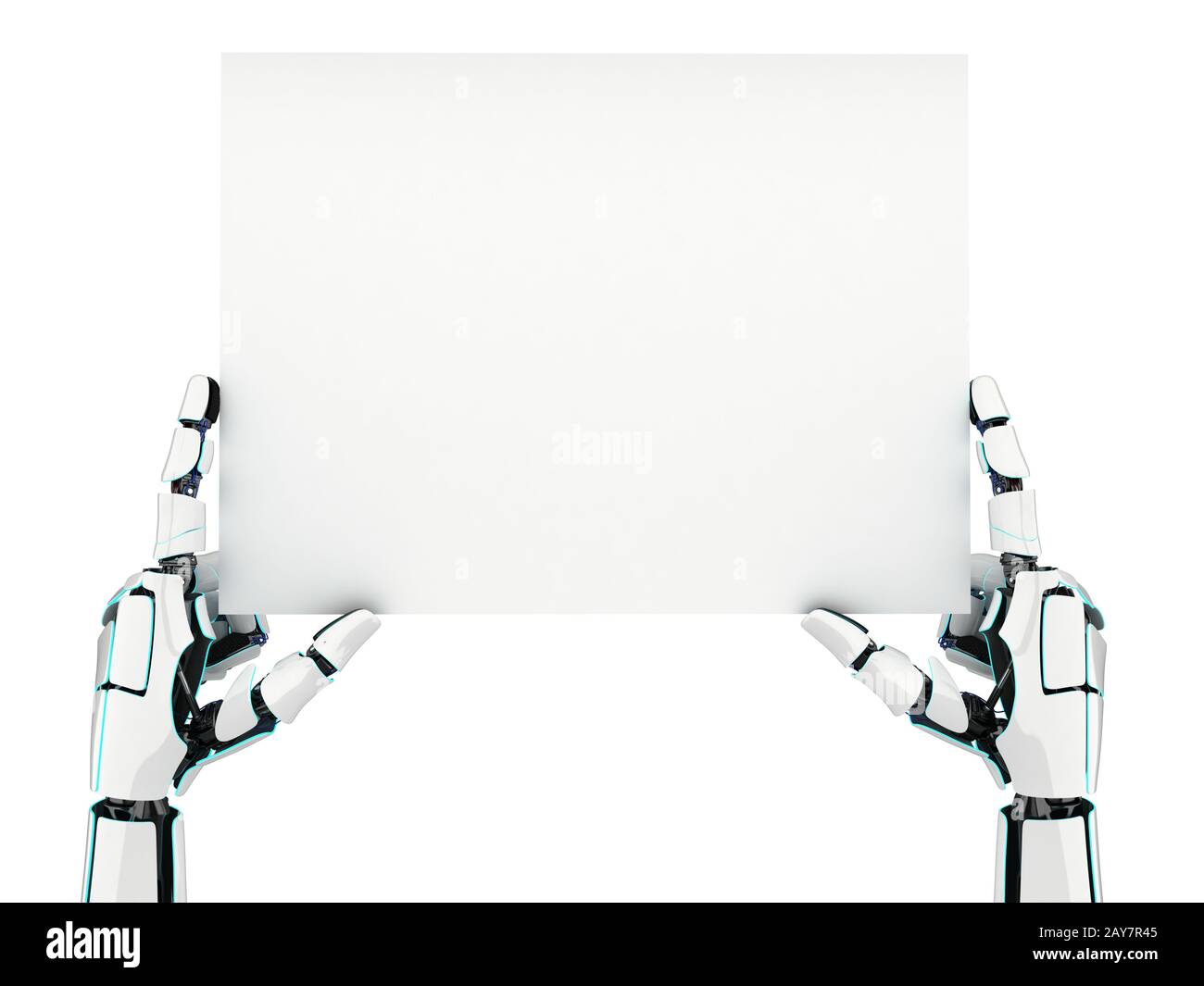 3d rendering two hands of a robot holding a sheet of paper Stock Photo ...